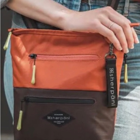 Sherpani | Bags | Sherpani Orange And Brown Crossbody Bag | Poshmark